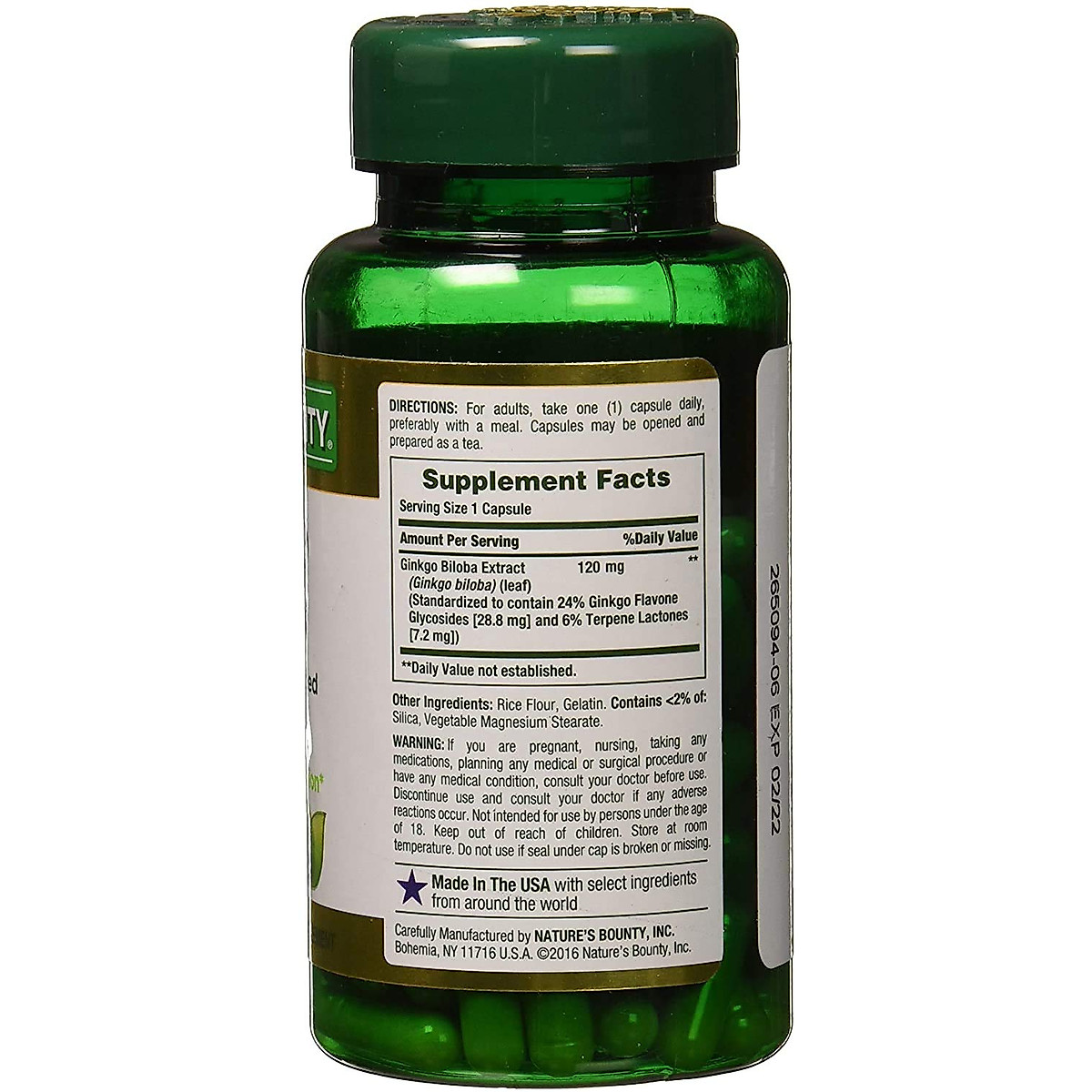 Nature's Bounty Ginkgo Biloba 120 mg 100 ea (Pack of 3)