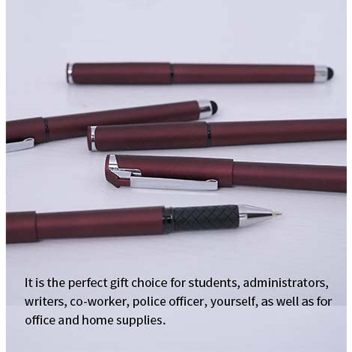 MiSiBao 0.5mm Black Ink Gel Ink Rollerball Pens 2 in 1 Medium Point Pens with Stylus Work Pen Smooth Writing for Office (Black Ink 18-pack 0.5mm Red)