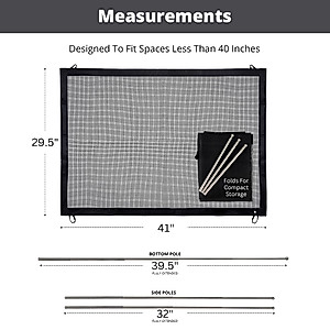 Dog Gates for The House,JG Baby Retractable Mesh Dog Gate,for No Drilling Portable Folding Child's Baby Gates Install Anywhere 3 Poles Avoid Pets from Passing Underneath 30'' X 39'', 3 Poles 8 Hooks