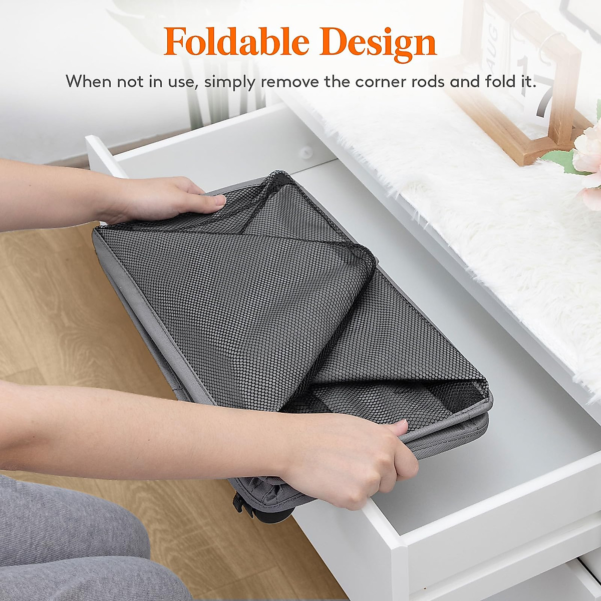 Lifewit 22" Slim Rolling Laundry Basket with Wheels, Collapsible Tall Laundry Hamper with Handles, 2 Packs Narrow Laundry Room Organization for Laundry Room Dorm Bathroom Bedroom, 50L, Gray