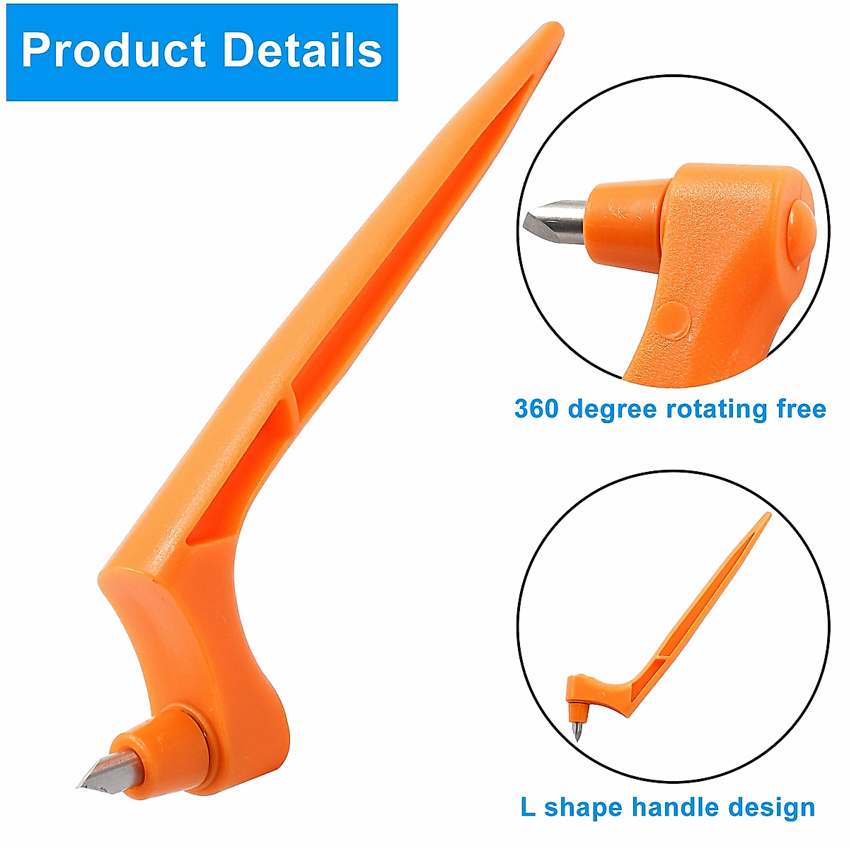 Moicstiy Craft Cutting Tools Pen, Craft Cutting Knives with 3 different 360 Degree Rotating Blades Stainless Steel Cutter Pen for Stencils Scrapbooks DIY Crafts (Orange)