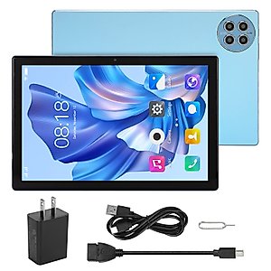 SHYEKYO Tablet PC, US Plug 100-240V 10in Tablet Octa Core CPU Portable Dual Speakers 12GB RAM 256GB ROM for Studying (Blue)