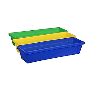 Pencil Trays Colorful Plastic Storage Baskets Mini Bins - Set of 3 - Colors Vary