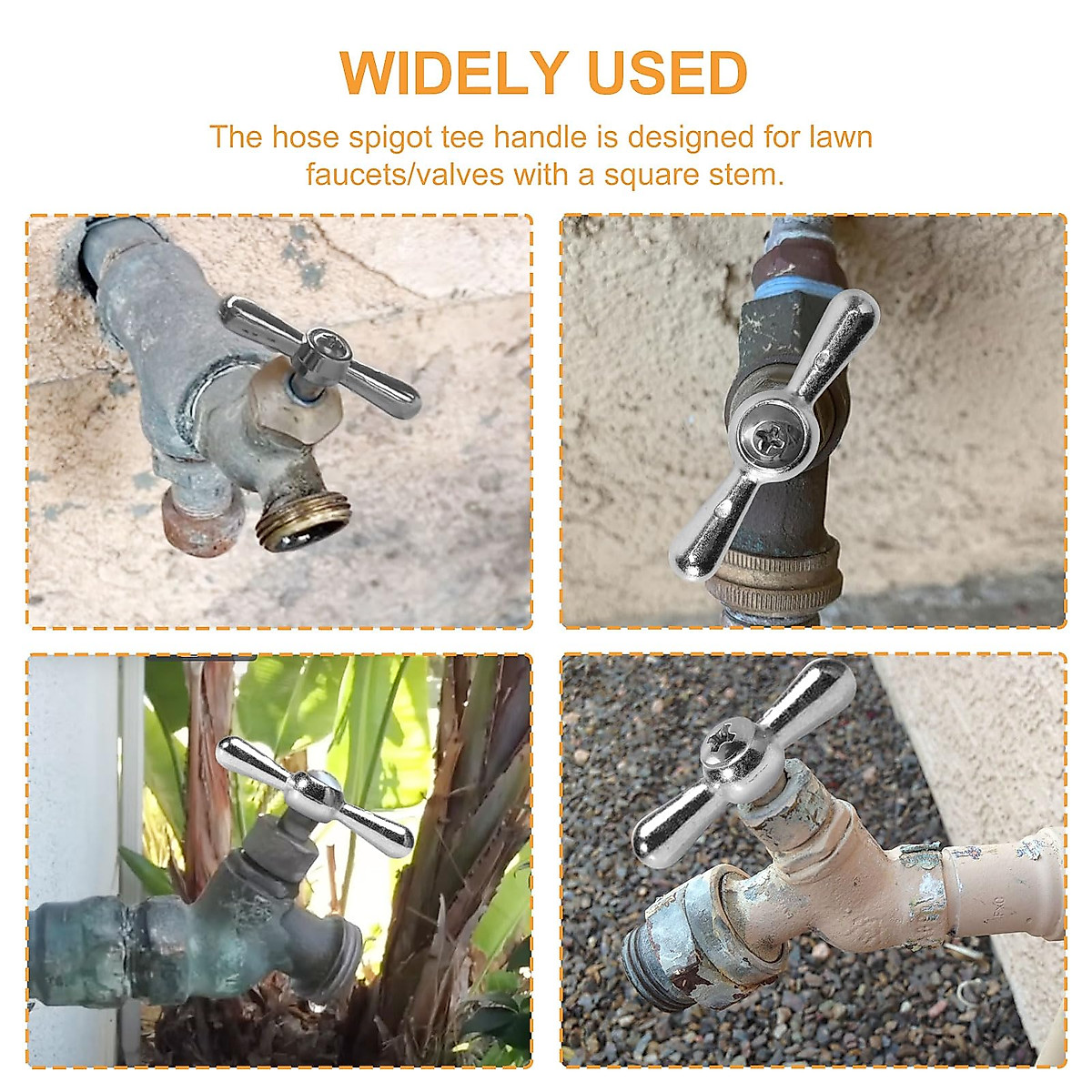 VIDABTE PP806-15 01-5097 Lawn Faucet Hose Bibb Tee Handle, Outdoor Faucet Handle for Plumb Pak, Hose Bib Handles Replacement 12 Point Broach (4 pcs)