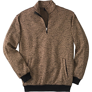 KingSize Men's Big & Tall Quarter Zip Sweater Fleece - 5XL, Brown Marl