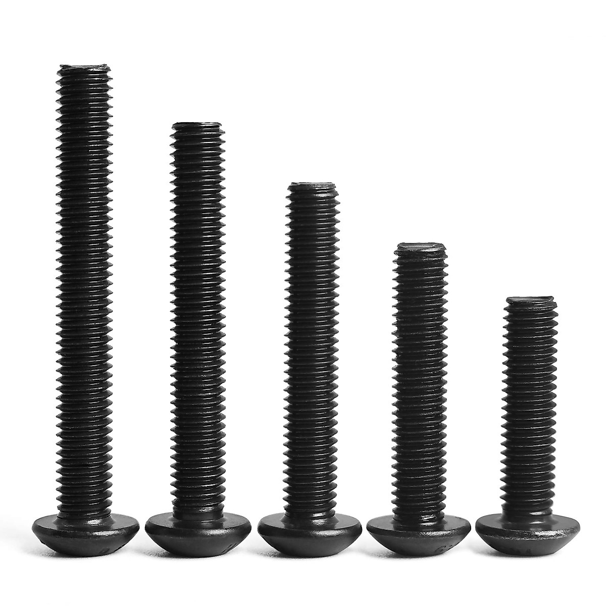 M6 x 20mm 25mm 30mm 35mm 40mm Button Head Socket Cap Screws Bolts, 10.9 Grade Alloy Steel, Metric Allen Hex Drive, Black Oxide Finish, Fully Threaded, Assortment Kit 50PCS