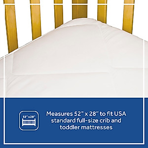 Sealy Baby Naturals Cotton Fitted Ultra Absorbent Infant Crib Mattress Protector Pad and Toddler Bed Cover, Durable and Comfortable Topper, Machine Washable and Dryer Friendly, 52” x 28”- White