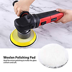 MANUSAGE 9pcs 6-Inch Polishing Pads Kit with 6 Car Foam Buffing Sponge Pads,2 Woolen Pads,5/16" M8 Hook & Loop Backing Plate for Polishing,Sanding,Waxing,Sealing Glaze
