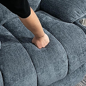 Trustyue Power Lift Recliner Chair for Elderly, Lift Chair with Full-Body Massage and Heat, Hand Remote Control, Upgraded Powerful Motor, USB Ports, Stainless Steel Cup Holders, Chenille Blue