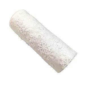 Sewroro Christmas Snowflake Tulle Roll Christmas Snowflake Spool Tulle Netting Rolls for DIY Craft 15cm 10yards (White)