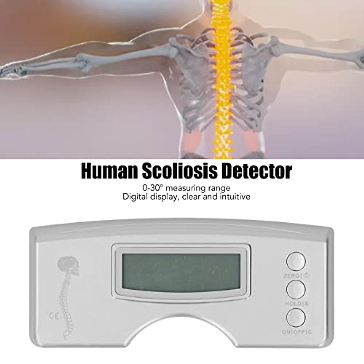 Scoliosis Meter, Electronic Scoliometer 0 to 30 Degree Easy Operation Compact Size High Accuracy for Hospital