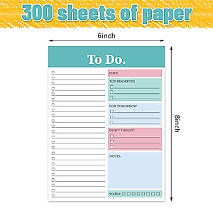 300 Sheets Daily to do List Notepad Notebook Library Card to do Planner Checklist Memo Writing Pad Schedule Note Pad Reminder Office Planning Homework Pad for Task, 6" x 8"(To Do)
