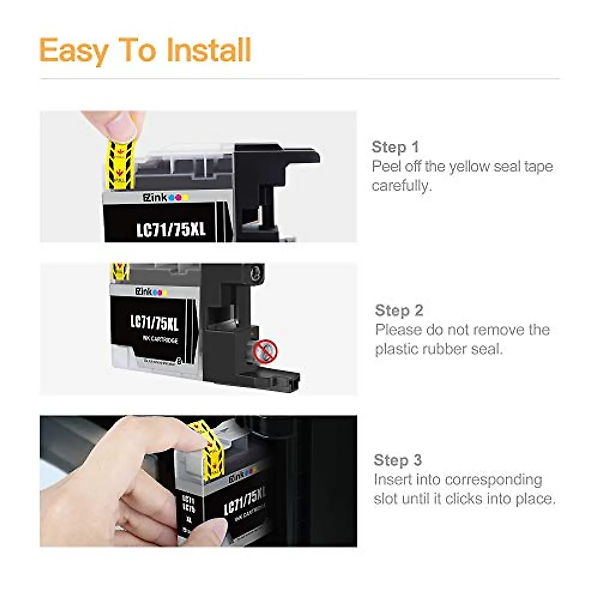 E-Z Ink (TM Compatible Ink Cartridge Replacement for Brother LC-75 XL LC75 XL LC-71 XL LC71XL High Yield Compatible with MFC-J6510DW MFC-J6710DW MFC-J6910DW MFC-J280W MFC-J425W(Black,4 Pack)