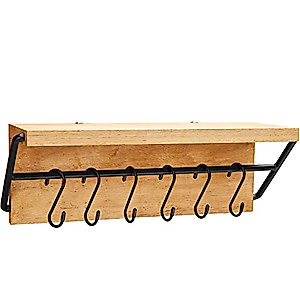 LEOPO Multi-Functional Floating Shelf, Rustic Wood Shelf, Wall Mounted Shelf for Bedroom, Bathroom, Living Room, Kitchen