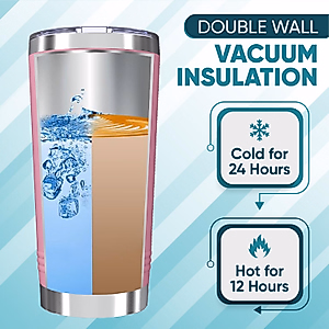 shop4ever Promoted to Grandma Est. 2025 Tumbler Insulated Tumbler 20 oz. with Lid, Stainless Steel Cups Travel Coffee Mug New Grammy Baby Announcement Gift (Light Pink)