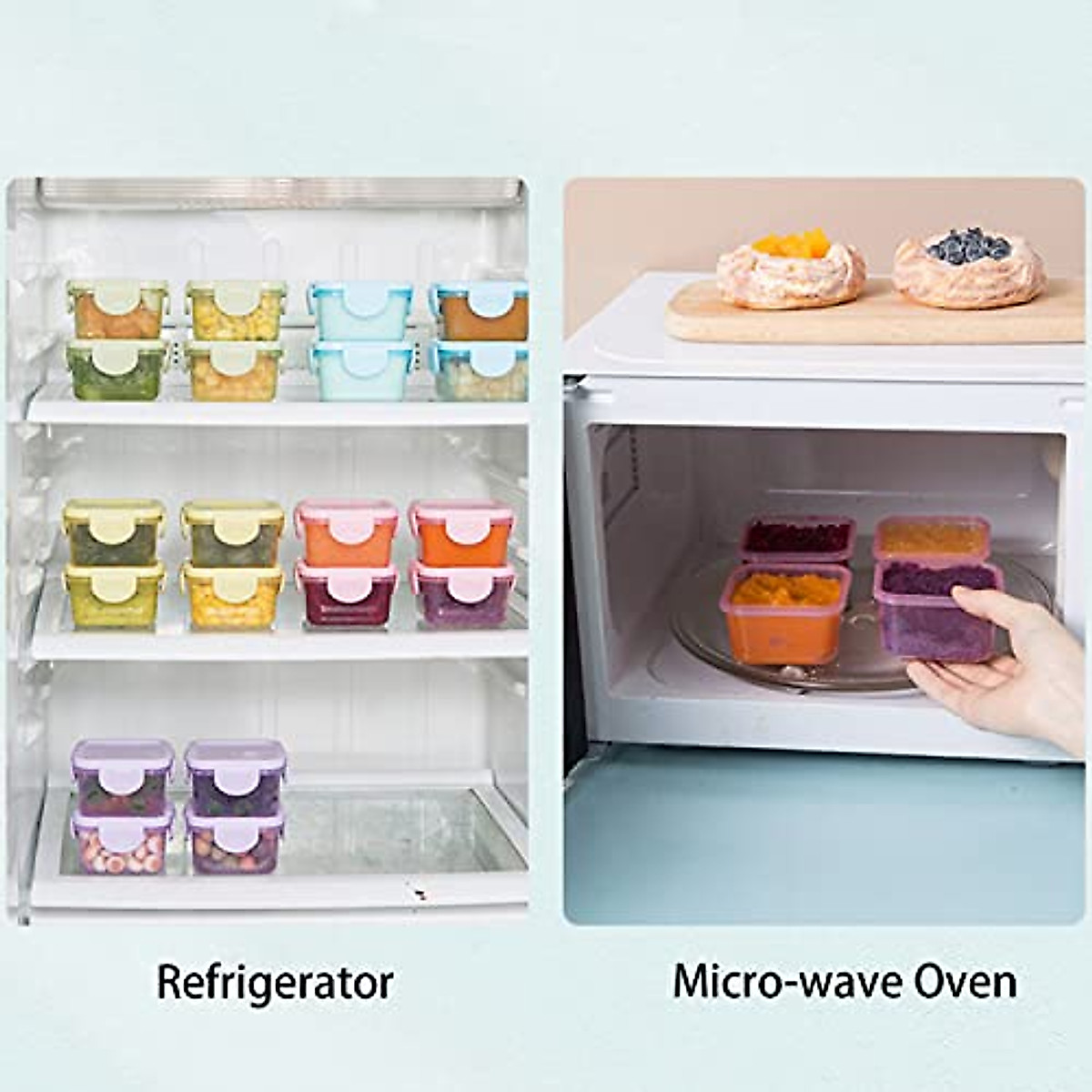 8 PCS BPA-Free Plastic Containers with Lids, 5.3 oz Small Food Storage Containers with Clamping, Colorful Meal Prep Container Reusable, Square Freezer Storage Jar Sauce Condiment Cup Container Halyuhn