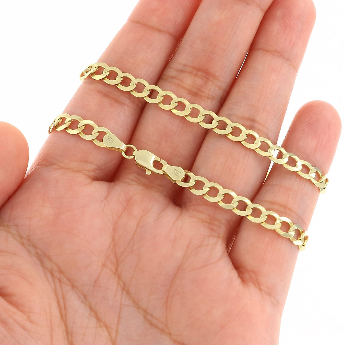 Nuragold 10k Yellow Gold 5mm Solid Cuban Curb Link Chain Bracelet, Mens Womens Jewelry 7" 7.5" 8" 8.5" 9"