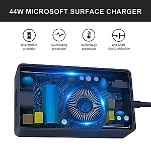 Surface Pro Charger,Powbcsic 44W Microsoft Surface Charger Supply for Surface Pro X 7 6 5 4 3,Surface Laptop,Surface Go & Surface Book,Surface Laptop Charger