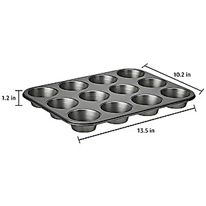 Amazon Basics Nonstick Baking Bread Loaf Pan, 9.5 x 5 Inch, Set of 2 & Nonstick Muffin Baking Pan, 12 Cups - Set of 2