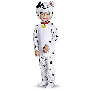 Dalmatian Costume for Toddlers, Officially Licensed 101 Dalmatians Costume Jumpsuit and Headpiece, Classic Toddler Size Extra Small (12-18 Months) Multicolored