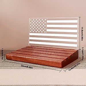 Lampeez Challenge Coin Display, Light up Coin Holder American Flag with Warm White Color Light, Military Coins Holder Case 4 Row Holder Wooden Stand Rack Gift for Military Army for Him Father