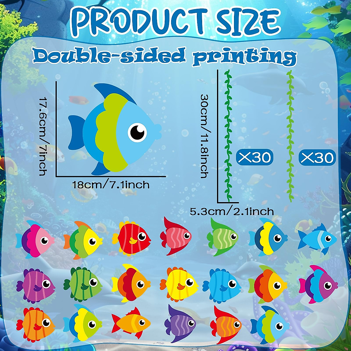 Naozinebi 20 Pcs Tropical Fish Garland Kit Under the Sea Party Decorations Ocean Animals Banner Mermaid Streamers Strings Hanging Swirls for Kids Home Classroom Baby Shower Birthday Party Supply Favor