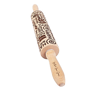 Happy Birthday Embossed Rolling Pin I EXTRA DEEP engraved rolling pin for Cookies I Rolling Pin with Design for Baking I Embossing rolling pin | Rolling Pin Made of Beech Wood I Baking rolling pin