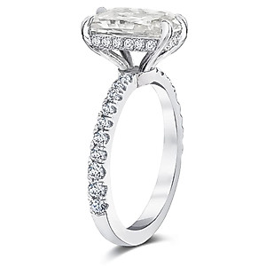 Bo.Dream 3ct Radiant Cut Cubic Zirconia Engagement Rings for Women Platinum Plated Sterling Silver Size 7