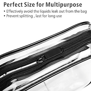 PACKISM TSA Approved Toiletry Bag - Clear Makeup Bag Waterproof Quart Size Bag, Travel Makeup Cosmetic Bag for Women Men, Carry on Airport Airline Compliant Bag, 3 Pack, Black