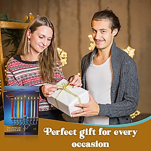 Majestic Giftware Multicolor Hanukkah Candles - CH-C | 4 Inches High 44 Dripless Handcrafted Chanukah Candles for All 8 Nights of Hanukkah (Red/Blue/Yellow/White)