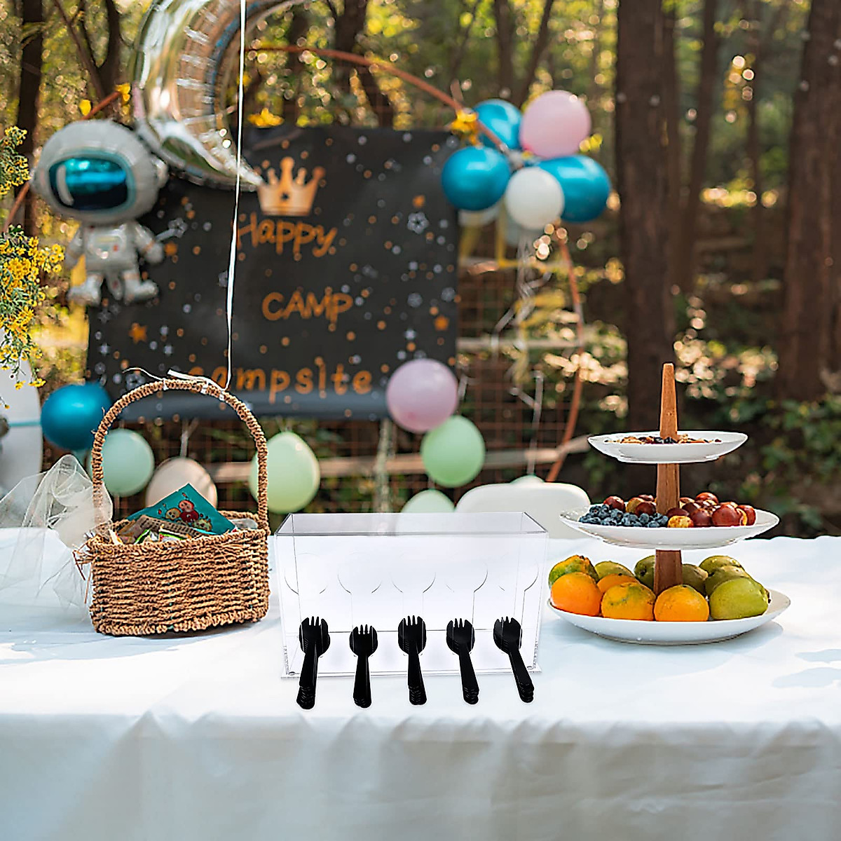 Acrylic Utensil Dispenser Cutlery Organizer 5 Compartment Plastic Silverware Holder Utensil Display Holder Caddy for Chopsticks Knife Spoon and Fork Cutlery Storage for Kitchen Restaurant CounterTop