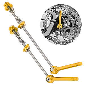VGEBY Quick Release Skewer, 1Pair High Strength Mountain Bike Front Rear Wheel Skewer Set for Alloy Quick Release Skewer Lever Cycling Accessory(Gold) Bike Skewers