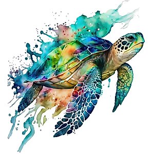 Fabric Panel 8"x8" Turtle 100% Cotton Quilting Panel Square AM14590