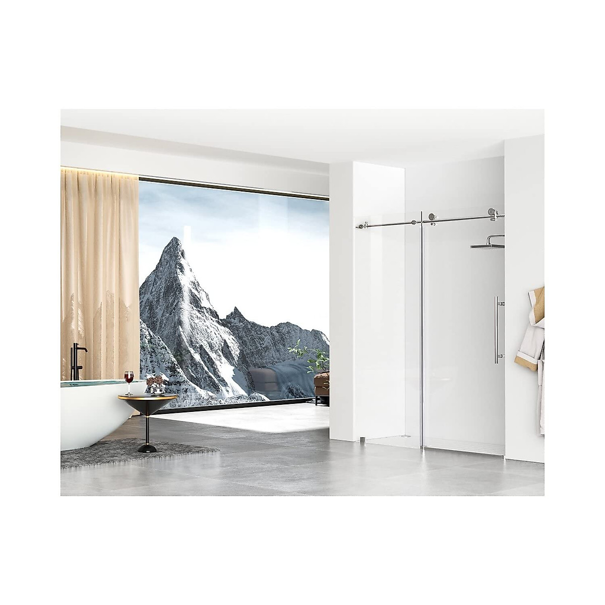 Elegant Kitchen and Bath SD101-6076PCH Frameless Shower Door 60 x 76 Polished Chrome
