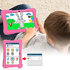 PRITOM 7 inch Kids Tablet, Quad Core Android 10, 32 GB ROM, WiFi, Bluetooth, Dual Camera, Educationl, Games, Parental Control, Kids Software Pre-Installed with Kids-Tablet Case (Light Pink)