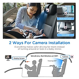 Baby Car Camera Monitor, Baby Car Mirror Baby Rear Facing Seat, HD 1080P Night-Vision Baby Camera for Car for Infant Toddler Car Seats