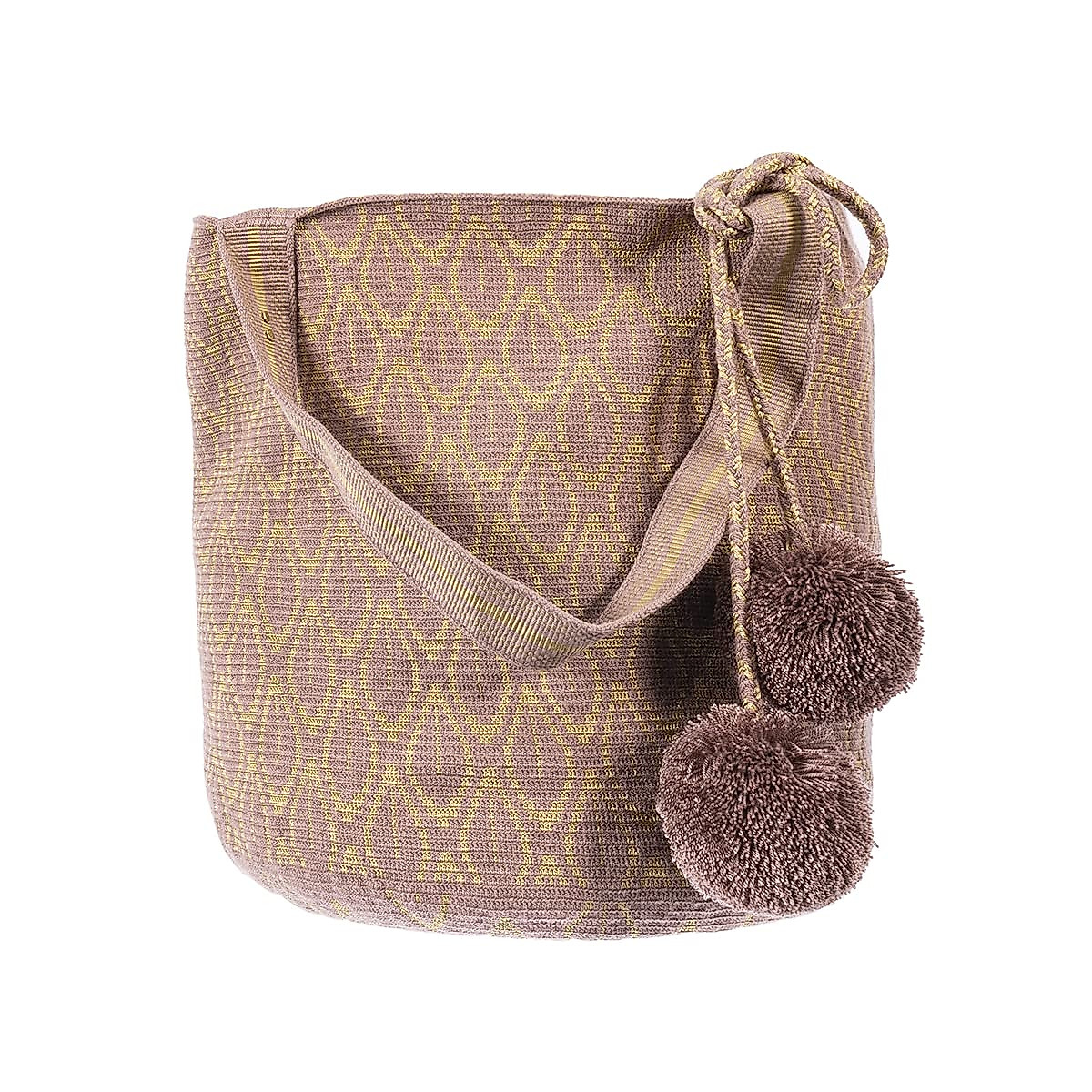 Bucket crossbody Shoulder bag Beach Tote | Mochila Bolso Wayuu Colombiano | Hand knitted half point crochet with hand-woven straps Diameter 13 inch Mochila | Susu 1118 ZULIMA |Style a la Porte