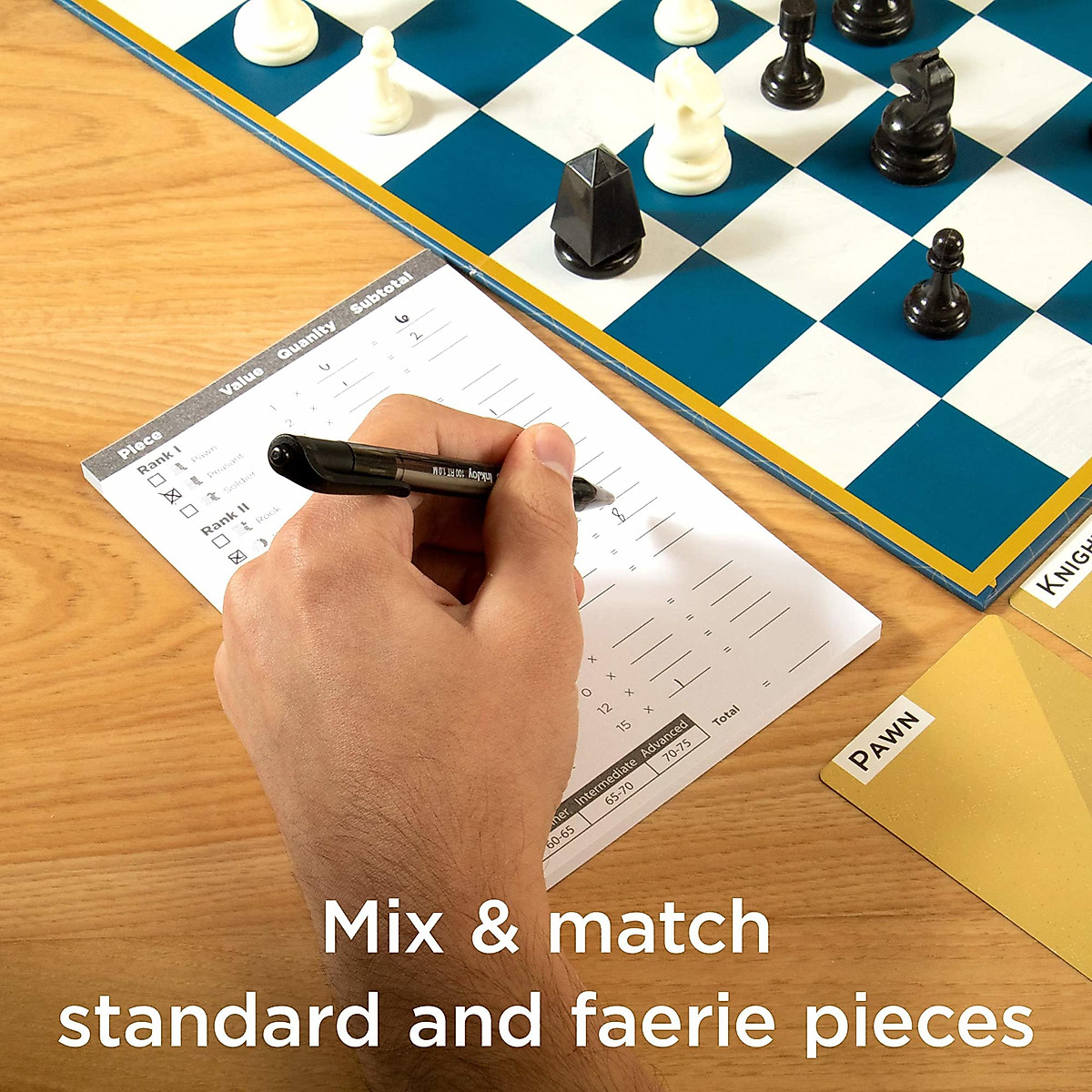 Faerie Chess - Play Classic Chess with New Pieces - Rediscover The Family Strategy Board Game - 32 Traditional Chess Pieces for Beginners, 28 Custom Pieces with New Rules for Advanced Play