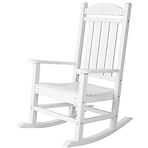 Flamaker Outdoor Rocking Chair All-Weather Patio Rocker Chairs Oversized with Widened Armrests for Lawn Patio Garden Beach Backyard Porch Fire Pit (White)