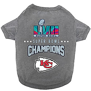 NFL 2023 Super Bowl LVII Championship Kansas City Chiefs Pet Tee Shirt, Durable Sporty Pet Tee, Small. *Limited Edition NFL Champ Dog T-Shirt. Licensed NFL Football Winning Shirt for Dogs & Cats