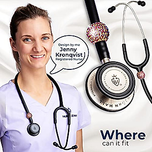 BJÖRN HALL Stethoscope Cardiology Charms for Nurses - Pink | Stand Out- Bling Stethoscope Charms | Fits littman Cardiology MDF Adscope | Gift for- Nurse Veterinary RT| Rose Gold - Rubylicious Crystal