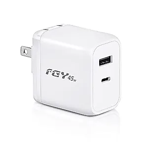 FGY USB C Wall Charger, 45W GaN II Fast Charger Dual Port Charging Block, Fast Charging for iPhone14/13/12/11/Pro Max/Pro, MacBook Pro/MacBook Air, iPad Pro/Air/Mini, Samsung Galaxy S22/S21 Series