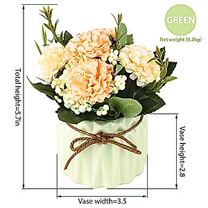 SUPNIU Artificial Hydrangea Bouquet with Small Ceramic Vase Fake Silk Variety Flower Balls Flowers Decoration for Table Home Party Office Wedding (Blue)