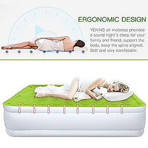 YENING Full Size Air Mattress with Built in Pump Raised Double Blow up Bed Inflatable Camping Airbed Electric 18 Inch Tall