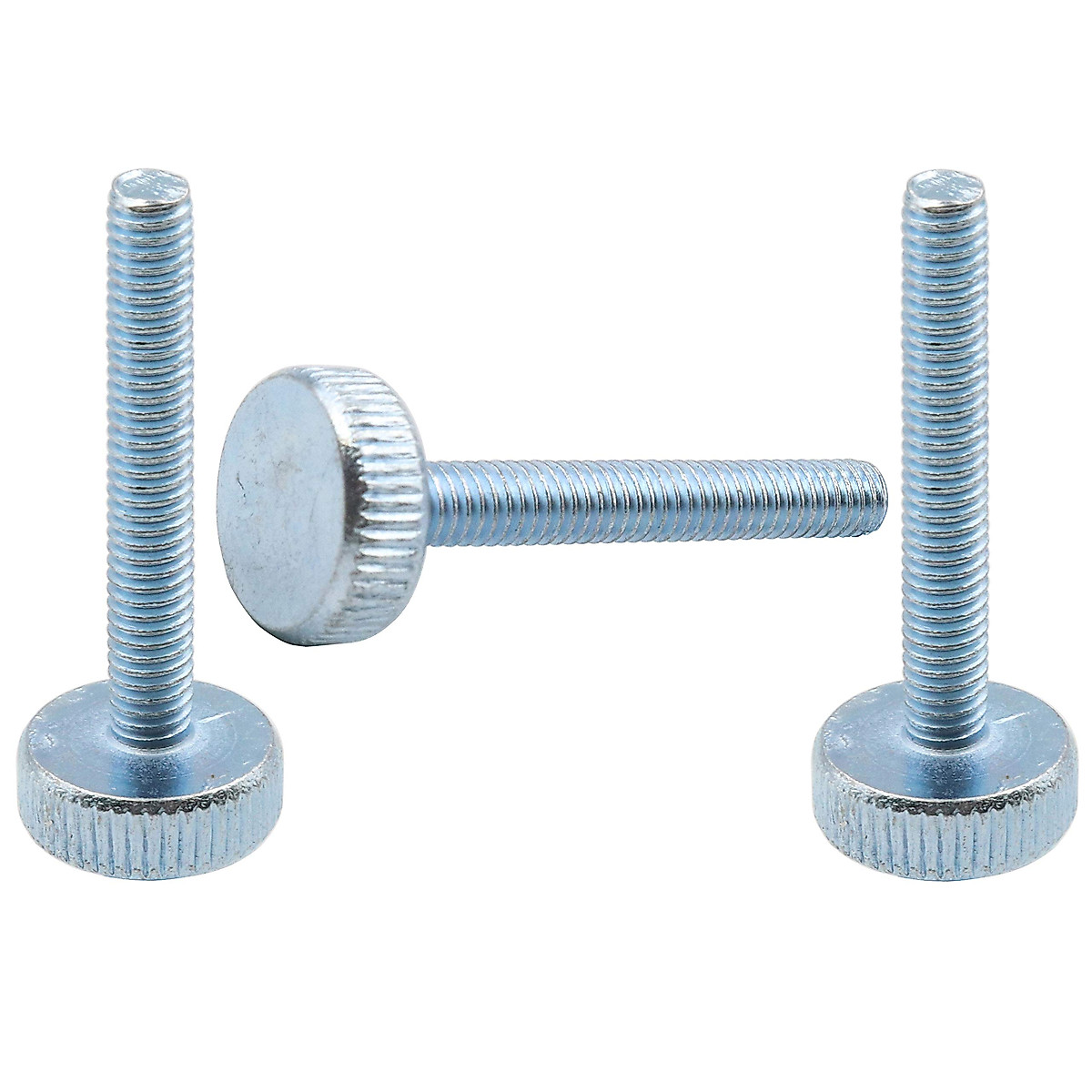 LBY 30pcs Knurled Hand Screw, M3 x 20mm Flat Knurled Head Fully Threaded Thumb Screws(Single Layer Step), Carbon Steel Galvanize