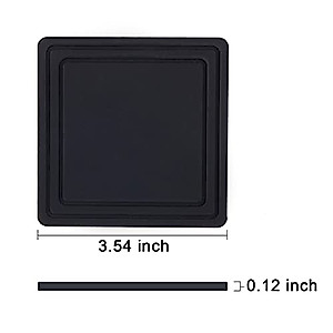 TOSSOW Square Drink Coaster with Holder（ Set of 6pcs） Black Silicone Coasters, Non-Slip Heat Resistant Insulation Durable Coffee Drinks Wine Cup Mat