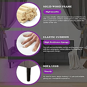 TYBOATLE 82” Modern Upholstered Convertible Folding Futon Sofa Bed, Sleeper Bed Couch w/USB Charging Ports and Pillows, Tufted 3 Seat Loveseat Sofas for Living Room, Apartment, Bedroom (Grey)