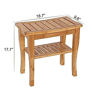kinsuite Bamboo Shower Bench and Bath Chair Seat Corner Shower Stool for Indoor & Outdoor