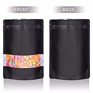 ODDIER 4"x6" 120pcs Smell Proof Mylar Bags for Food Storage, Stand-up Resealable Mylar Bags Food Storage Bags with Matte Window, Foil Pouch Stand-up Bags for Food Self Sealing Storage（Black ）