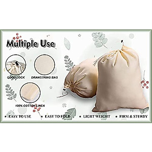 Linen Clubs GFI 100% Cotton 8- by 10-Inch Muslin Bags with Lock and cotton Drawstring, 12-Pack